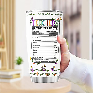 HUBUPU Stainless Gift For Women Tumblers Pack Steel Coffee Teachers Appreciation Cups Music, Teacher Gifts, Tumbler 20 Oz With Lid And Straw, Teacher Life Nutrition Facts