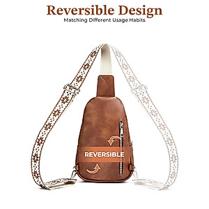 CHOLISS Small Sling Bag for Women Leather Crossbody Fanny Packs Chest Bag for Women, Brown