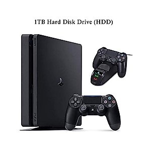 2020 Playstation 4 PS4 1TB Slim Gaming Console with AlleyFlex Sports Fast Charging Station Dock