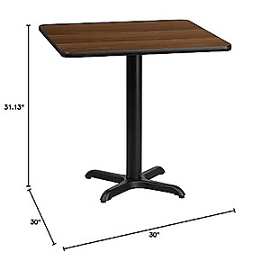 Flash Furniture 30'' Square Walnut Laminate Table Top with 22'' x 22'' Table Height Base
