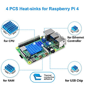 Miuzei Case for Raspberry Pi 4, Raspberry Pi 4 B Case with Fan 35mm, 4 Pcs Aluminum Heatsinks Support Rpi 4B 8gb/4gb/2gb (No Raspberry Pi Board)