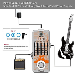 Amuzik EQ Pedal 5 Band Equalizer Effects Pedal Analog Graphic Equalization Guitar Effects Pedals ±18dB Range