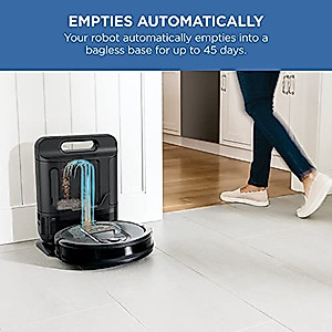 Shark AV1010AE IQ Robot Vacuum with XL Self-Empty Base, Bagless, 45-Day Capacity, Advanced Navigation, Alexa & Wi-Fi, Multi-Surface Brushroll, for Pets, Dander & Dust, Carpet & Hard Floor, Black