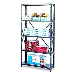Safco Products 6266 Commercial Shelf Kit 36" W x 18" D x 72" H with 5 Shelves, Gray