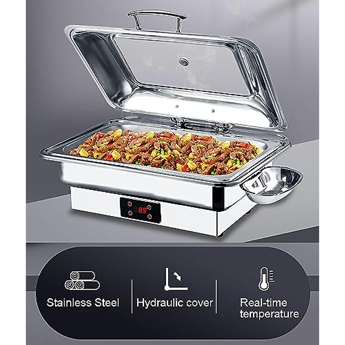 Buffet Server and Warming Tray, Hot Plates Warmer for Keeping Food Warm, 9L 13L Electric Chafing Dishes with Touch Display, 600W Fast Heating (13l 1/2size)