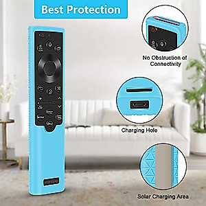 [2Pack]Silicone Protective Case for Newest Samsung Smart TV Solar Cell Remote Control 2022,for Samsung BN59-01385 BN59-01386 BN59-0139 Frame Remote Battery Back Covers Skin Holder-Glowblue Glowpurple