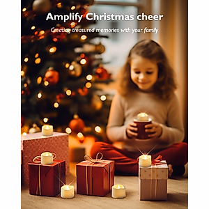 Homemory Remote Control Tea Lights, Flickering Realistic Tea Lights Battery Operated with Remote, for Home Decor and Seasonal Celebration, Pack of 12, Warm White Light, Dia 1-2/5'', H 1-1/4''