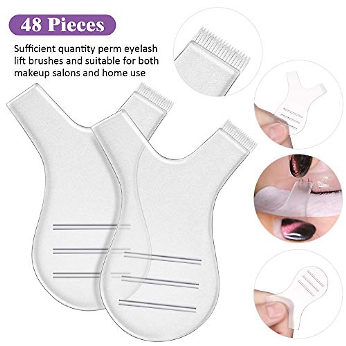 48 Pieces Y Shape Eyelash Brush Lash Perm Lift Brush Makeup Beauty Tool for Lash Grafting Eyelash Extension Cleanup Supplies (Transparent)