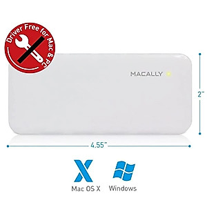 Macally 7 Port Powered USB 2.0 Hub with 5V 2A Power Adapter & 3 foot long Cable (7PortHub)