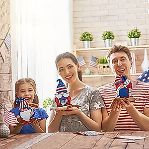 3 Pieces Patriotic Table Decorations American Gnome Wooden Signs Wood Freestanding Table Centerpieces for American Independence Day Memorial Day Veteran Day Party Decor (Classic Style)