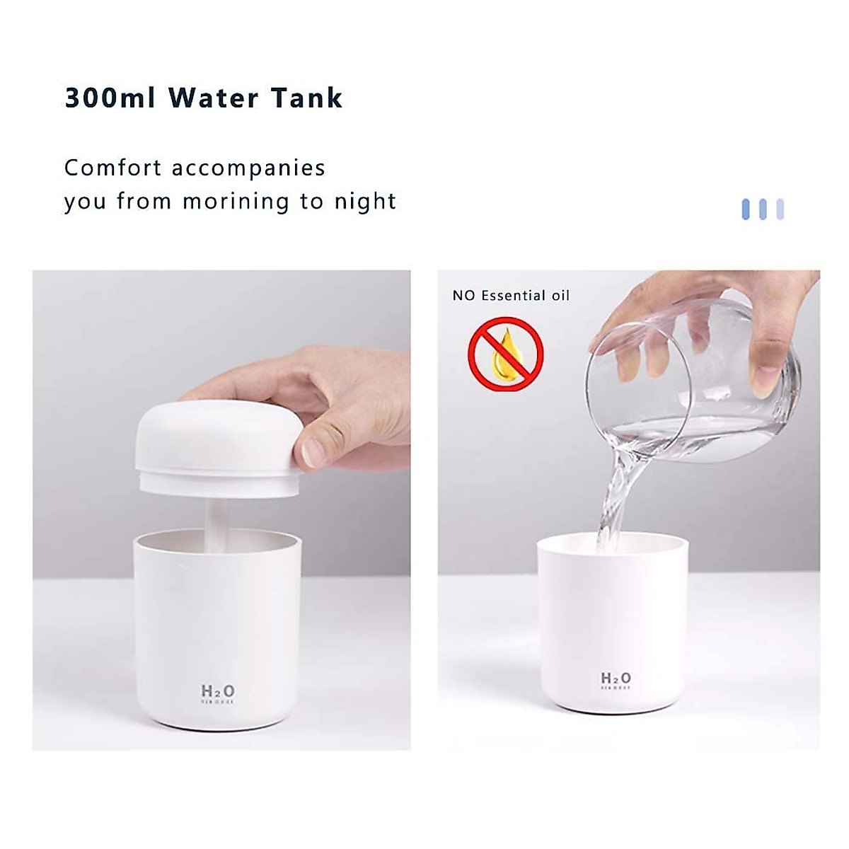 Cool Mist Humidifier, 300ml Mini Portable Humidifier with Multicolor LED Night Light, 2 Mist Mode and Auto Shut-Off, Personal Desktop Humidifier for Home Office Nursery, Super Quiet