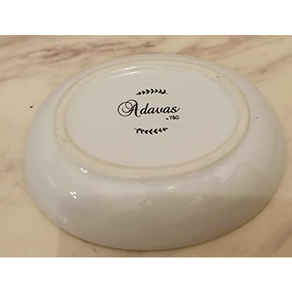 Adavas.Y&G Bathroom Accessory Sets with Sweet Quotes, Durable Ceramic Set W/Toothbrush Holder,Soap Dispenser,Tumbler, Soap Dish,Great for Farmhouse Decor (White 1)