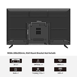 Caixun TV 40 inch 1080p FHD Smart Android TV with Chromecast Built-in, HDMI, USB (HDMI Cable Included - EC40V2FA)