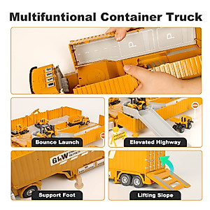 Construction Site Vehicles Toy Set, Kids Engineering Playset, Tractor, Excavator, Crane, Dump Trucks, Cement Mixer, Steamroller, Birthday Gift for 3 4 5 6 7 Year Old Toddlers Boys Children