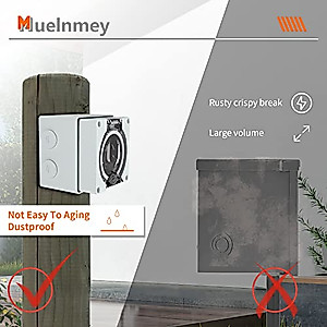 Muelnmey 30Amp Power Inlet Box,NEMA L14-30P 125/250Volt 7500W Inlet Generator Plug Outdoor dustproof and Weatherproof For Electric Vehicles, generators, Welding Machines, etc.ETL Listed