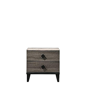 Acme Furniture Avantika Nightstand, Faux Marble & Rustic Gray Oak