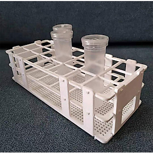 Pocomoco 3 Packs Plastic Test Tube Rack, 21 Holes Lab Test Tube Rack Holder for 30mm Test Tubes, White, Detachable (21 Holes)