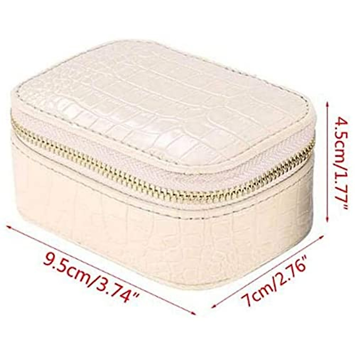 ZZYINH AN207 Simple Jewelry Box PU Leather Earrings Necklace Bracelet Storage European Style Portable Travel Jewellery Organizer Small Jewelry (Color : Beige)