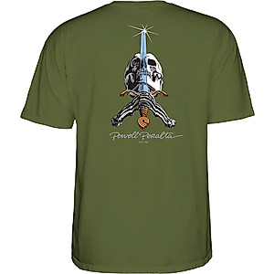 Powell Peralta Skull & Sword T-Shirt, Military Green '2', Large