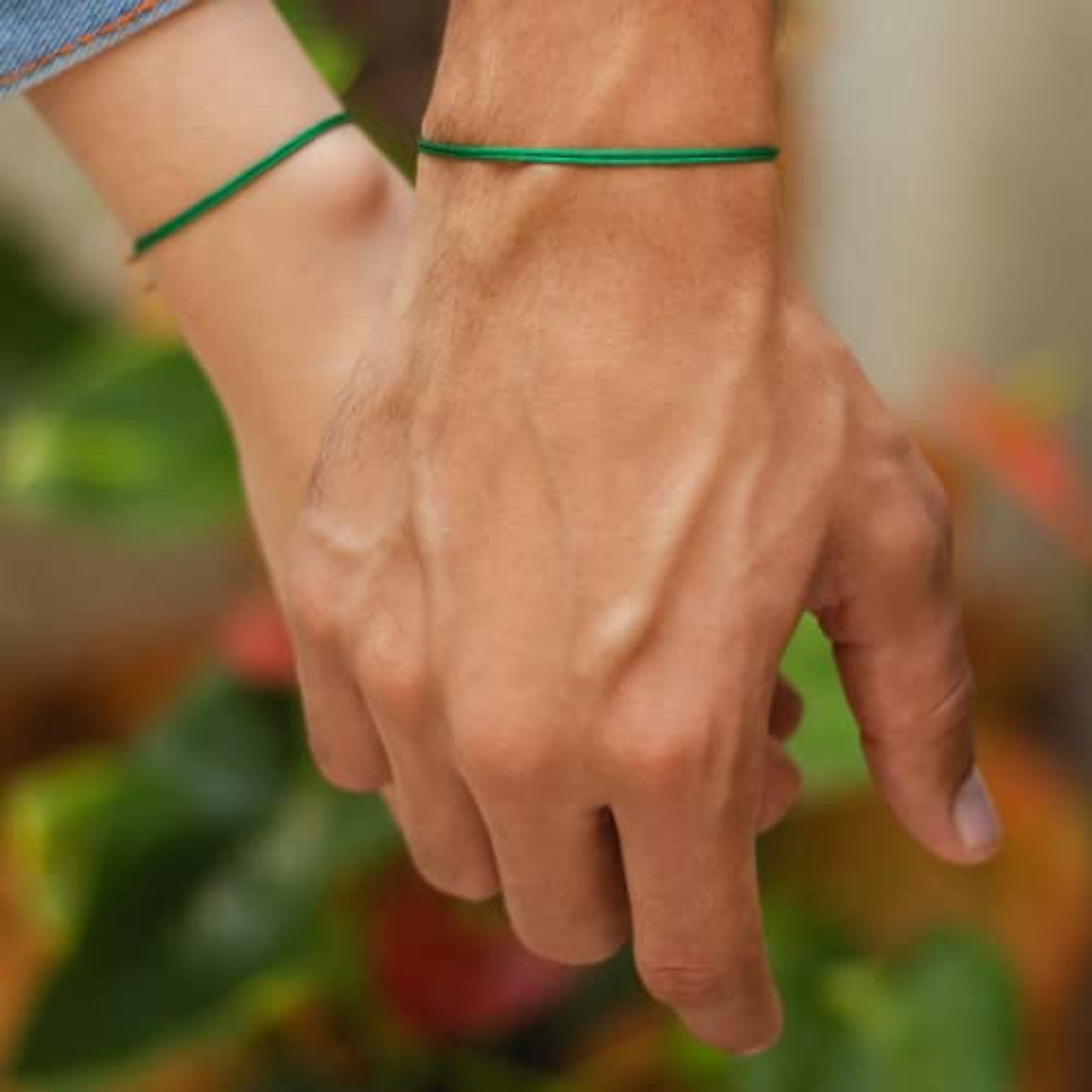 Green Bracelet for Men String - Adjustable Bracelet for Women - Unisex Adult Waterproof Nylon Cord Surfer Wealth Abundance Mental Health Awareness