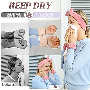 Crosize Face Wash Headband and Wristband Set for Women, 7 Pack, Pink, White, Brown, Microfiber, Ideal for Makeup, Face Wash, Doing a Mask, Exercise, Showering