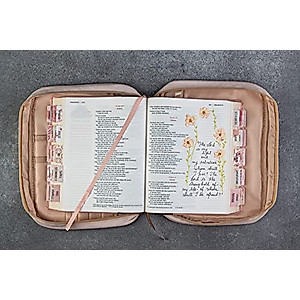 DiverseBee Bible Cover with Handles, Zippered Bible Carrying Case for Women and Girls, Bible Tote Bag for Kids, Bible Book Cover, Bible Accessories, Christian Gifts 7.5 x 10 x 2.5in (Vanilla)