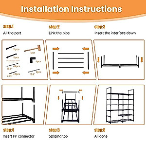 6 Tier Shoe Rack Storage Organizer, 20-22 Pairs Metal Shoe Rack for Entryway, Shoe Stand Free Standing Shoe Rack for Closet, Space Saving Shoe Organizer Shoe Storage for Living Room Bedroom Hallway