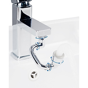 Hibbent 1080° Swivel Faucet Extender, Metal Rotatable Sink Faucet Aerator with Brass Extension, Dual Function 2 Modes Kitchen & Bathroom Sink Sprayer, Faucet Attachment for Gargle/Eye/Face Washing