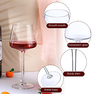 Crystal Wine Glasses Set of 8 Hand Blown Red Wine Glasses 15 Oz Clear Long Stem Wine Glasses with Flat Bottom Dishwasher Safe for Wedding Christmas Anniversary Restaurants Home Bar Parties