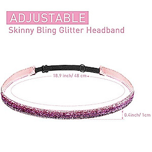 10 Pcs Glitter Non Slip Running Headbands Elastic Girls Sports Velvet Sparkly Fabric Stretchy Shiny Headbands Pack Workout Fashion Hair Accessories for Teen Girl Women Party Favors(0.4 Inches/ 1 cm)