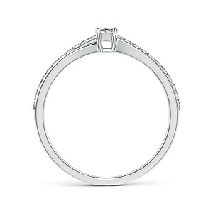 Angara Princess-Cut Diamond Promise Ring in Silver (0.192 cttw) - April Birthstone