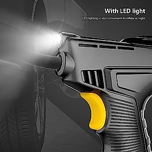 150PSI Tire Inflator with Emergency LED Light - 12V Wired Car Tire Inflator Pump with Pressure Gauge - Car Accessories - Portable Compressor Pump for Cars, Motorcycles, Bicycles, Sports Balls