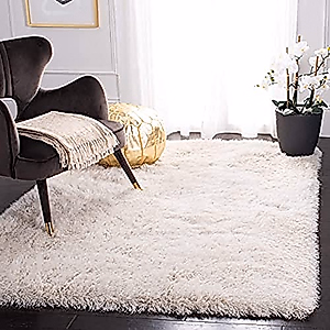 SAFAVIEH Venice Shag Collection 5' x 8' Pearl SG256P Handmade Glam 3-inch Extra Thick Area Rug