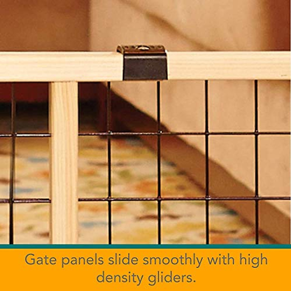 MYPET North States 50" Extra Wide Wire Mesh Petgate. Hassle free install with no tools. Pressure Mount. Fits 29.5"-50" wide (31" Tall, Sustainable Hardwood)