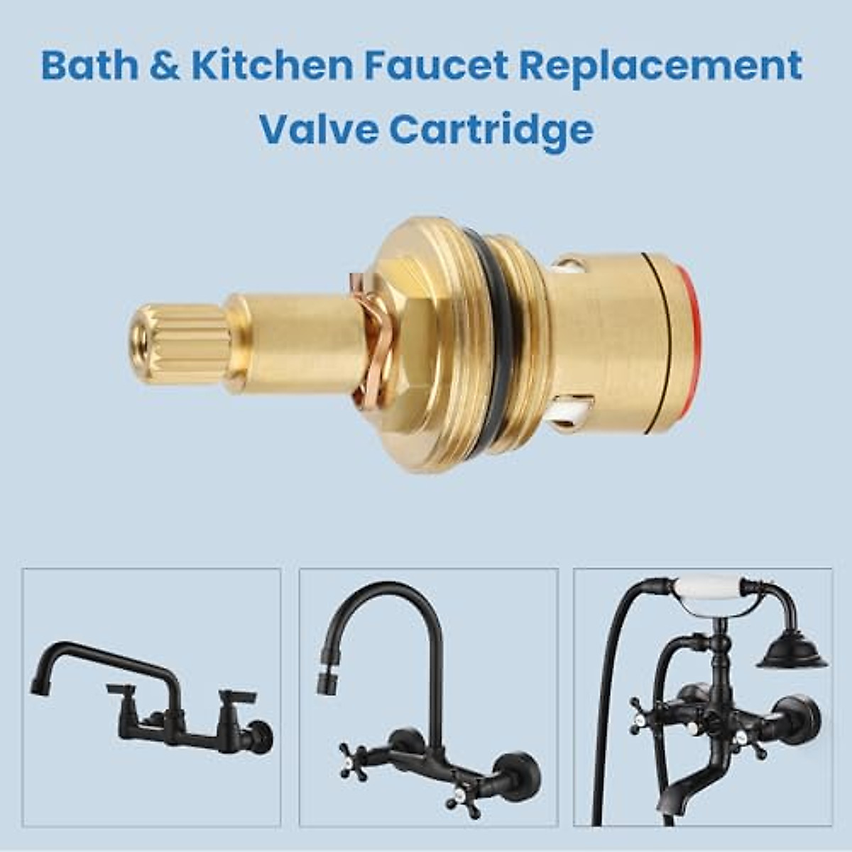 Airuida 52MM Anticlockwise Rotation Cartridge Replacement for Kitchen Faucet Valve 20 Teeth Brass Ceramic Disc Ceramic Stem for Exposed Shower System and Faucet Bathroom Water Control Tap Cartridge