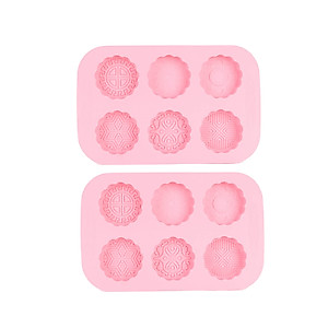 2Pcs Cookie Silicone Mold, Round Moon Cake Mold Cookie Silicone Mold Snowskin Mooncake Mold Moon Cake Molder for Baking Cookie Stamps