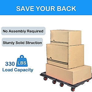 2Pcs Moving Dolly, Heavy Duty Furniture Rolling Mover, Interlocking Moving Dolly with 4 Wheels for Couch Boxes Heavy Items, 23.6 x 15.9 inch 330 Lbs Capacity Each Count
