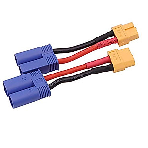 Treehobby 2PCS Male EC5 Plug to Female XT60 Plug Connector Adapter Cable Compatible with RC Car Truck Boat Airplane Lipo Battery ESC Charger(14awg 5cm)