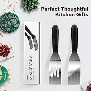 Small Spatula Professional Mini Serving Spatula, 2 Pieces Stainless Steel Metal Spatulas Set, Cutter and Serve Turner for Kitchen, Flipping or Cooking for Brownie, Cookie, Lasagna, Pancakes or Cake