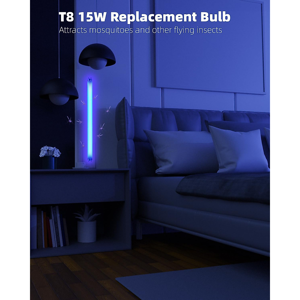 coospider-repta 4 Pack 18 Inch Bug Zapper Replacement Light Bulb 15W for 30W Indoor Bug Zapper, F15T8 BL Black Light Bulbs for Indoor Outdoor Mosquito & Flying Insect Zapper Lamp