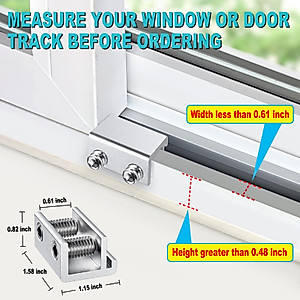 Sliding Window Locks (4 Sets), Security Window Locks with Keys, Adjustable Aluminum Sliding Window Stops, Easy Installation Without Drilling, for Vertical and Horizontal Sliding Windows (Silver)