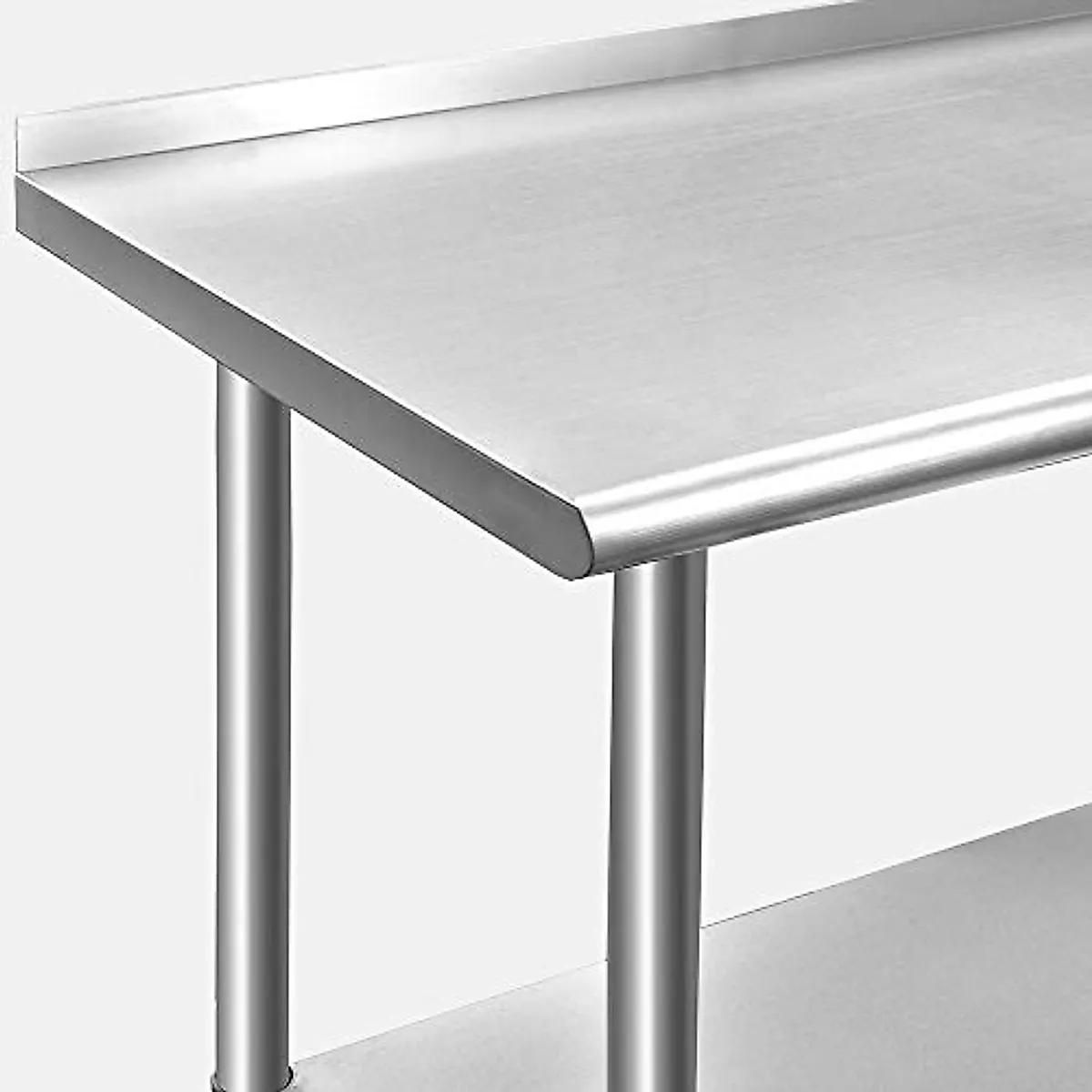 ROCKPOINT Stainless Steel Table for Prep & Work with Backsplash 24x36 Inches, NSF Metal Commercial Kitchen Heavy Duty Table with Adjustable Under Shelf and Table Foot for Restaurant, Home and Hotel