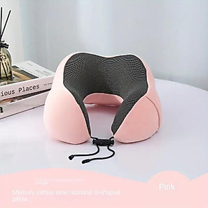 Memory Foam U-Shaped Travel Pillow Neck Support Head Rest Car Plane Soft Cushion (Pink)