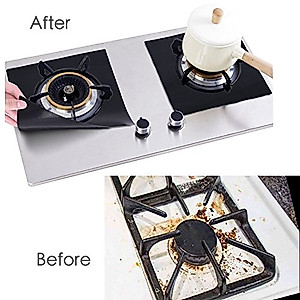 Stove Burner Covers - Gas Stove Protectors Black 0.2mm Double Thickness, Reusable, Non-Stick, Fast Clean Liners for Kitchen/Cooking. Stove top Covers Gas Burners Size 10.6" x 10.6" BPA Free(8 Packs)