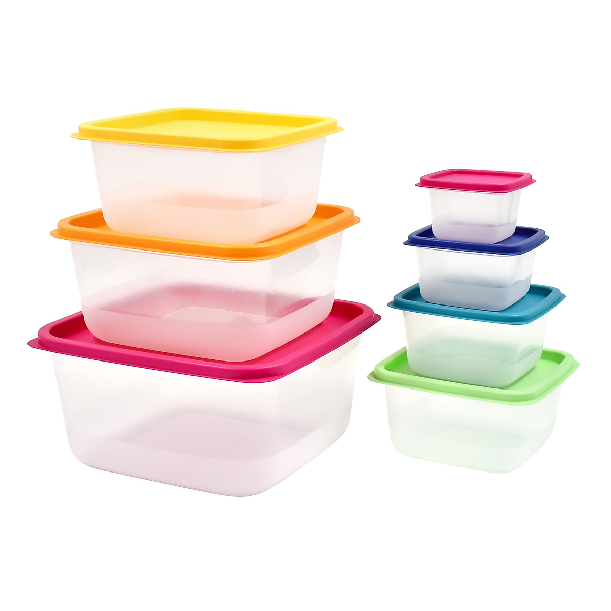 SMIY Plastic Rainbow Food Storage Set, Multi Color, 14 Count
