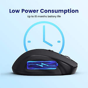 LODVIE Wireless Mouse for Laptop, 2400 DPI Wireless Computer Mouse with 6 Buttons,2.4G Ergonomic USB Cordless Mouse,18 Months Battery Life Mouse for Laptop PC Mac Computer Chromebook MacBook - Black