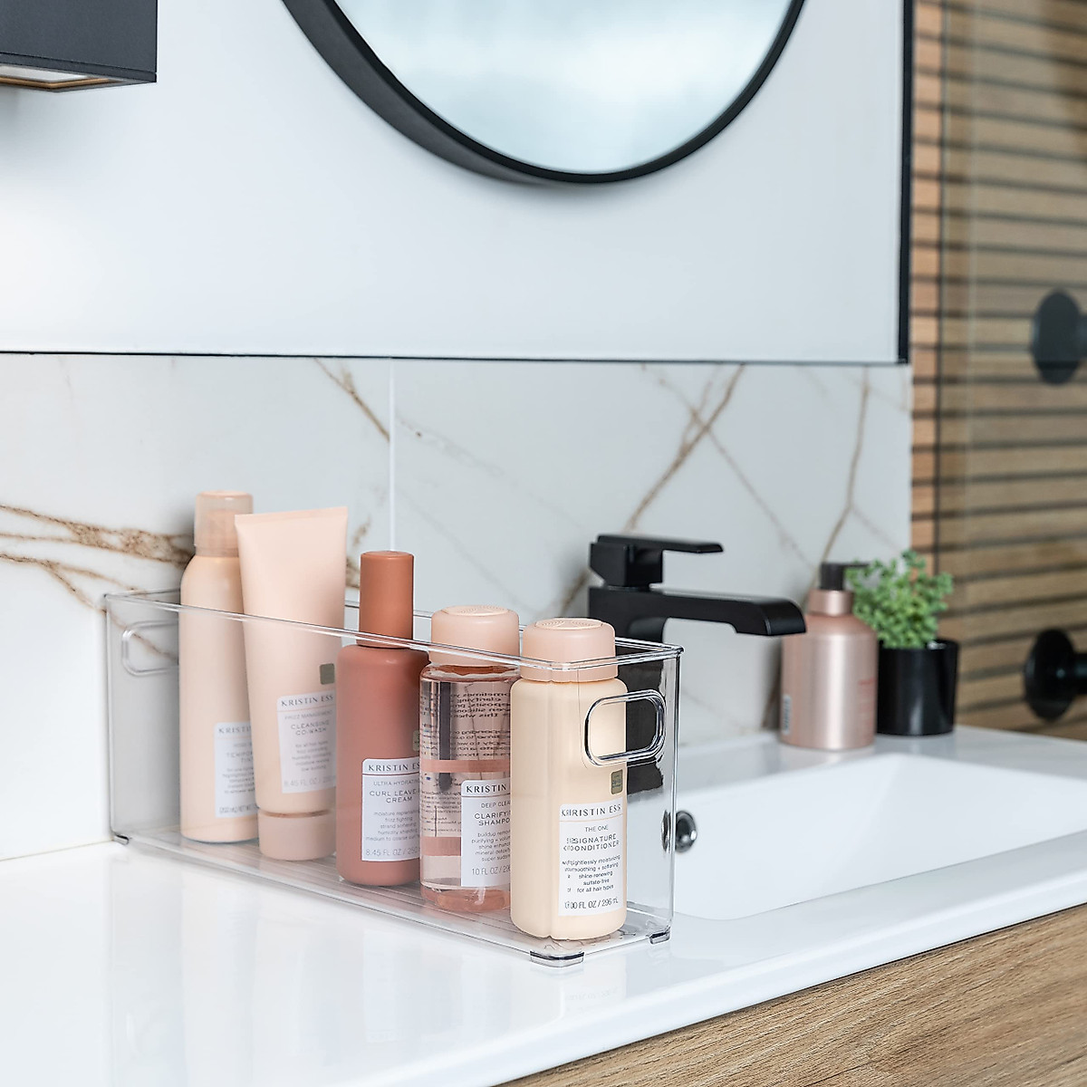 bHome & Co Clear Plastic Storage Bins - Pantry Organization and Storage Containers Stackable Storage Bins Acrylic Bins for Organizing Cabinet Shelves Kitchen Organization Fridge Freezer Organizer Bins