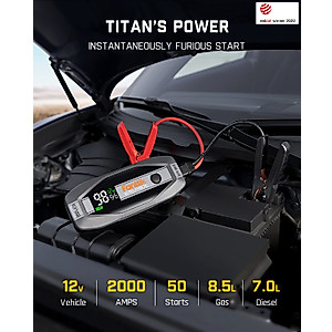 Fanttik T8 APEX 2000 Amp Jump Starter, 20000mAh Car Battery Pack for Up to 8.5L Gasoline and 6L Diesel Engines with LED Display, 65W PD Fast Charger,12V Extreme Safe Lithium Portable Jump Starter