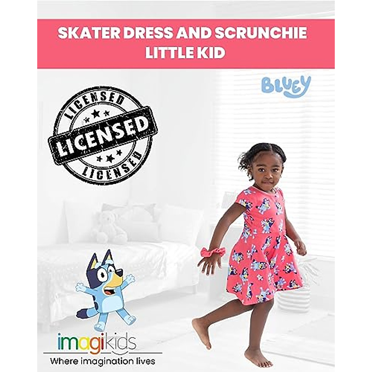 Bluey Toddler Girls Skater Dress Pink 4T
