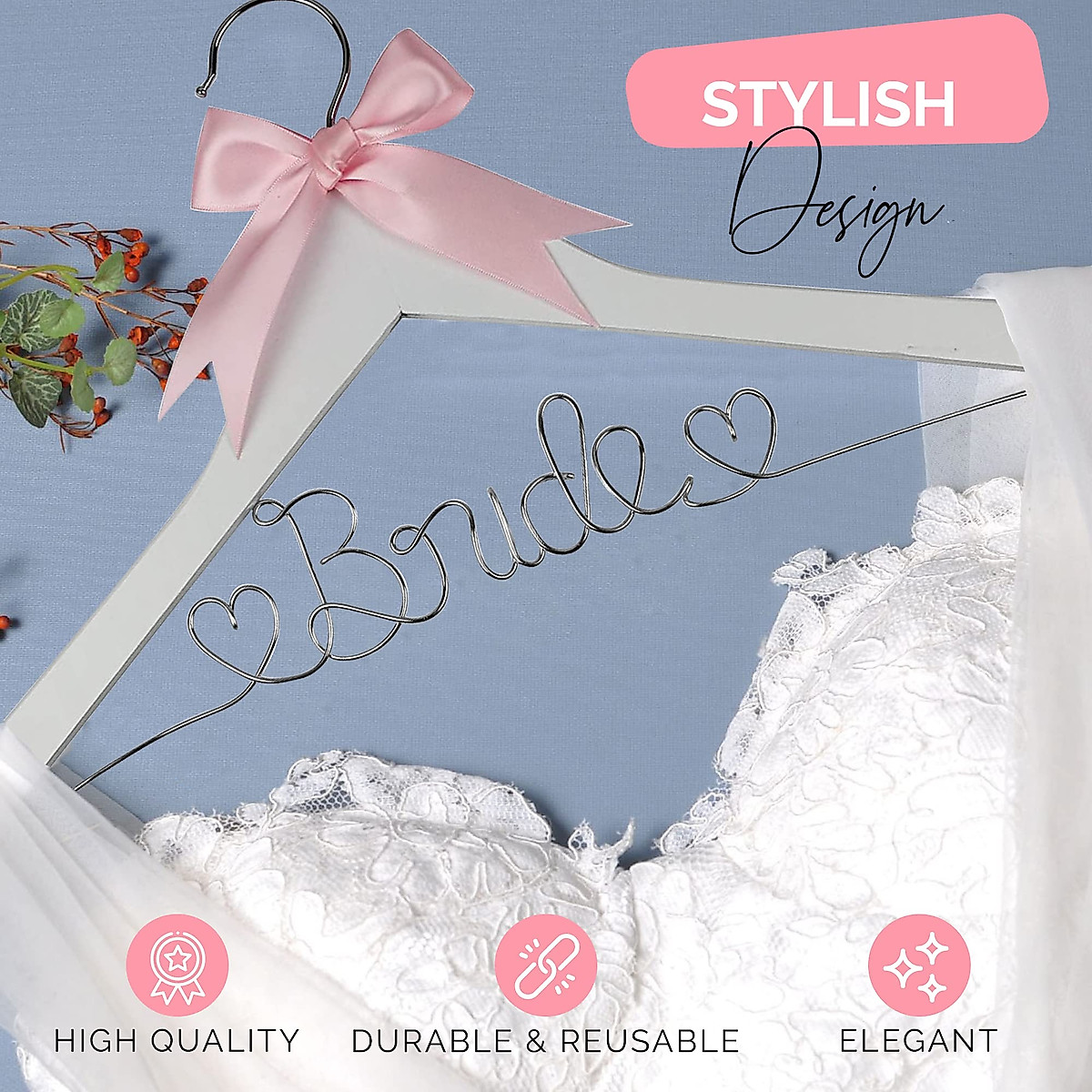 Bride to Be Wedding Dress Hanger, Bride Hanger for Wedding Dress, Wooden Wedding Hanger, Bridal Hanger, Bridal Hangers for Wedding Dress, Gown or Bridal Shower! (White Wood)